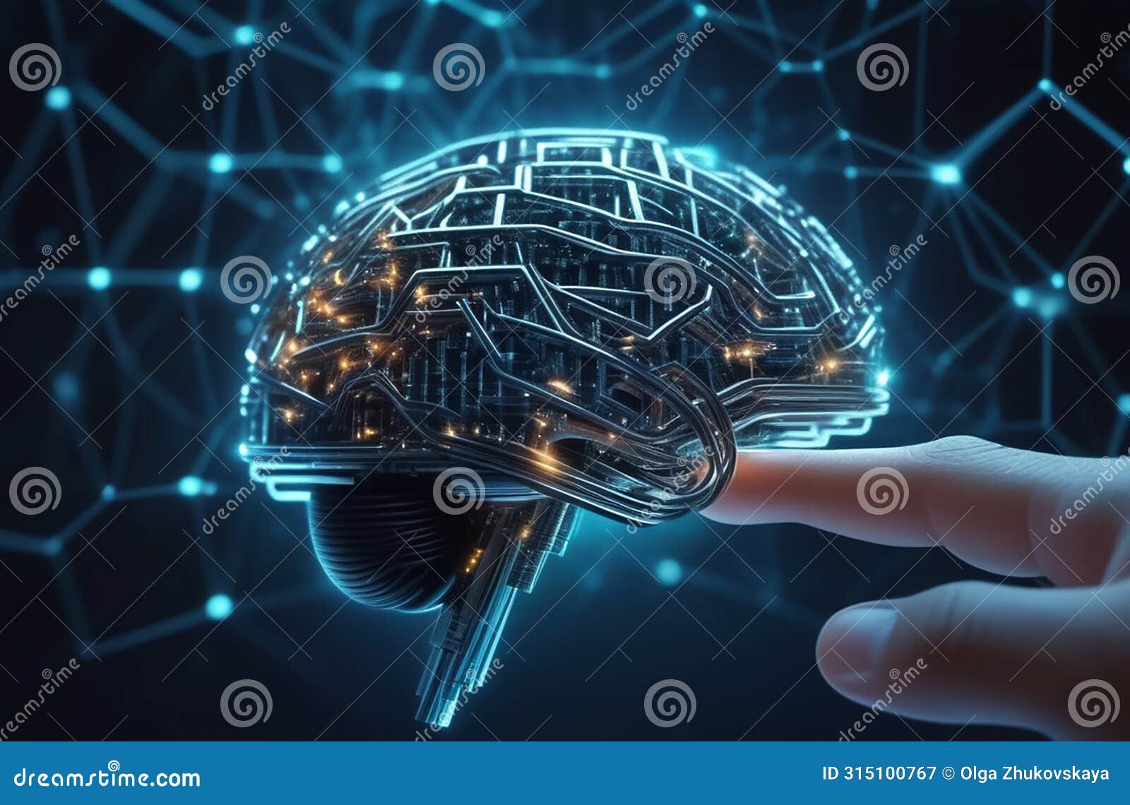 Electronic Brain of Neural Networks. Stock Illustration - Illustration ...