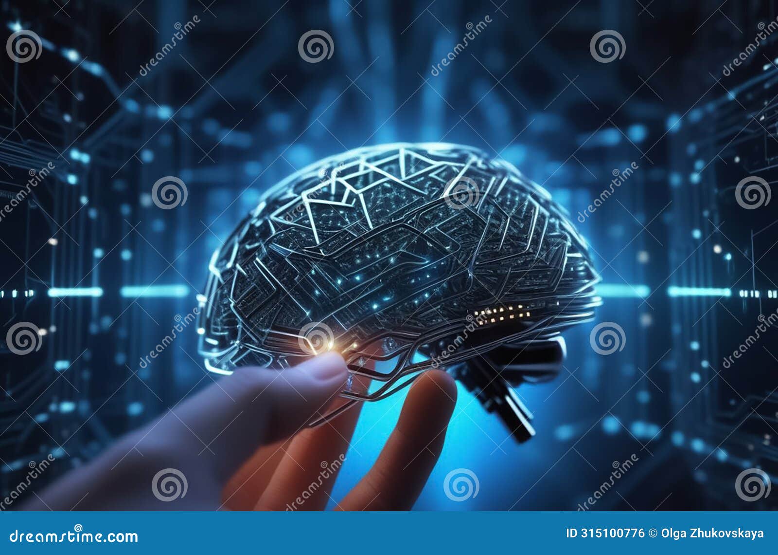 Electronic Brain of Neural Networks Stock Illustration - Illustration ...