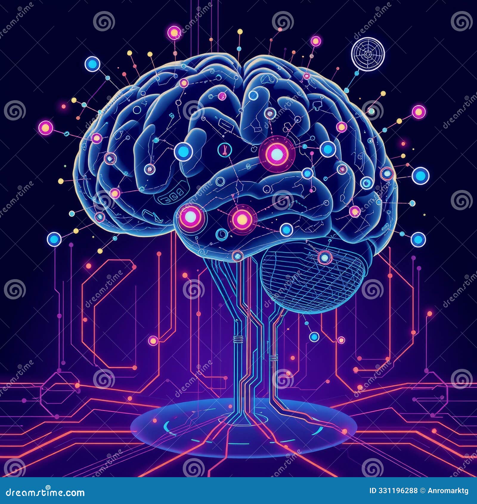 Illustration of Generative Artificial Intelligence and Brain Chatgpt ...