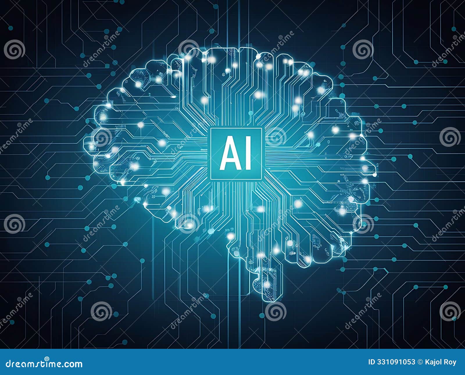 Artificial Intelligence Brain and Circuit for Machine Learning Concept ...