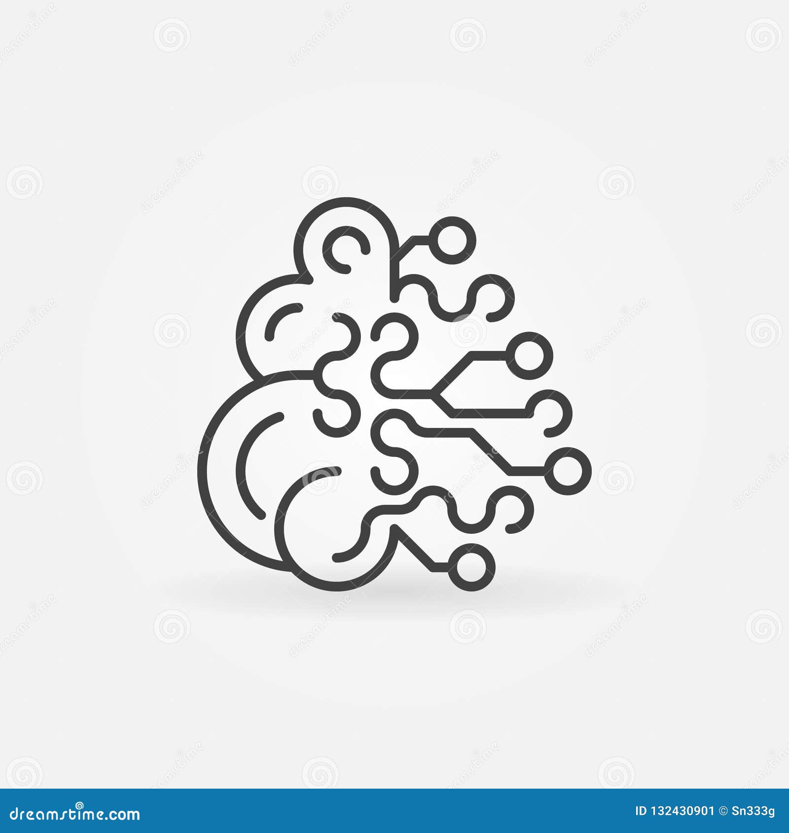Artificial Intelligence Brain Concept Outline Icon Stock Vector ...
