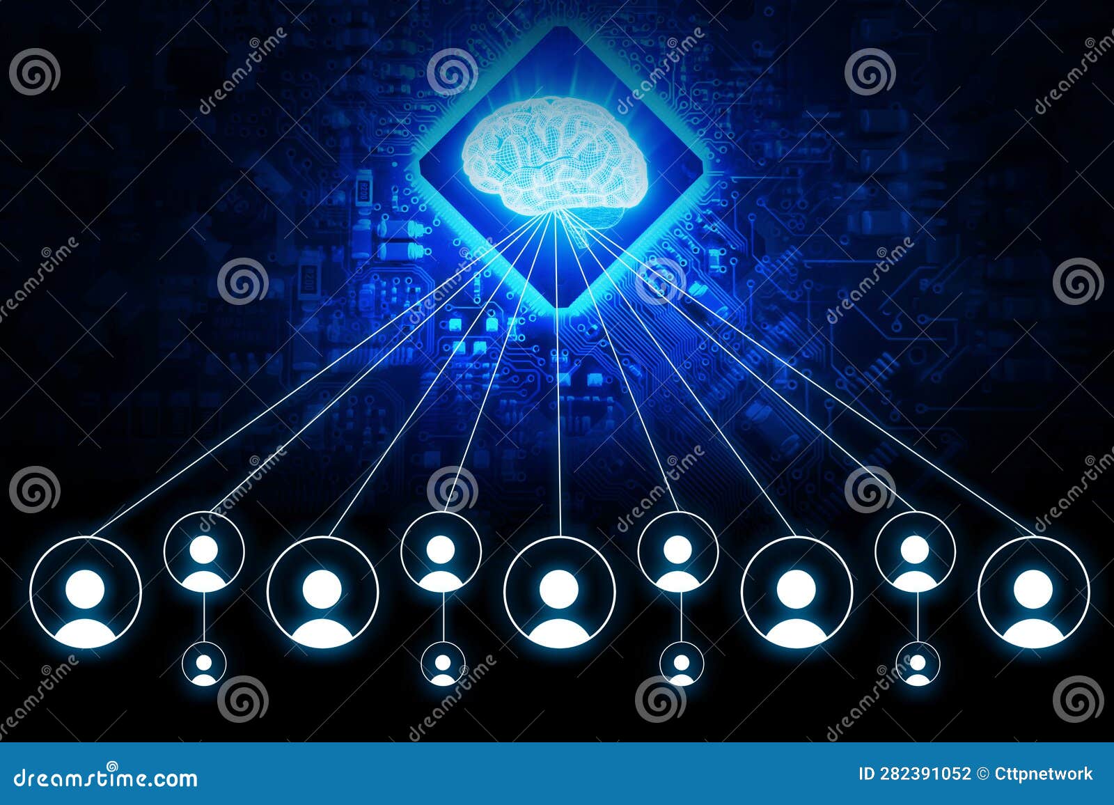 Artificial Intelligence Brain Controlling People Concept Background ...