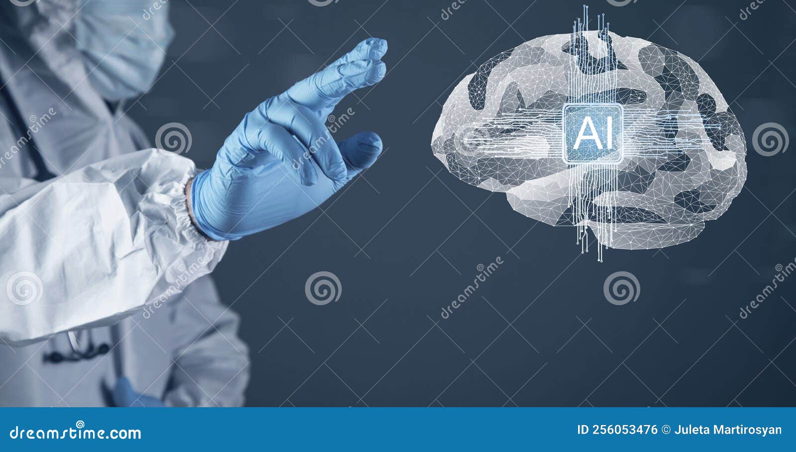 Artificial Intelligence in the Brain Stock Photo - Image of light ...