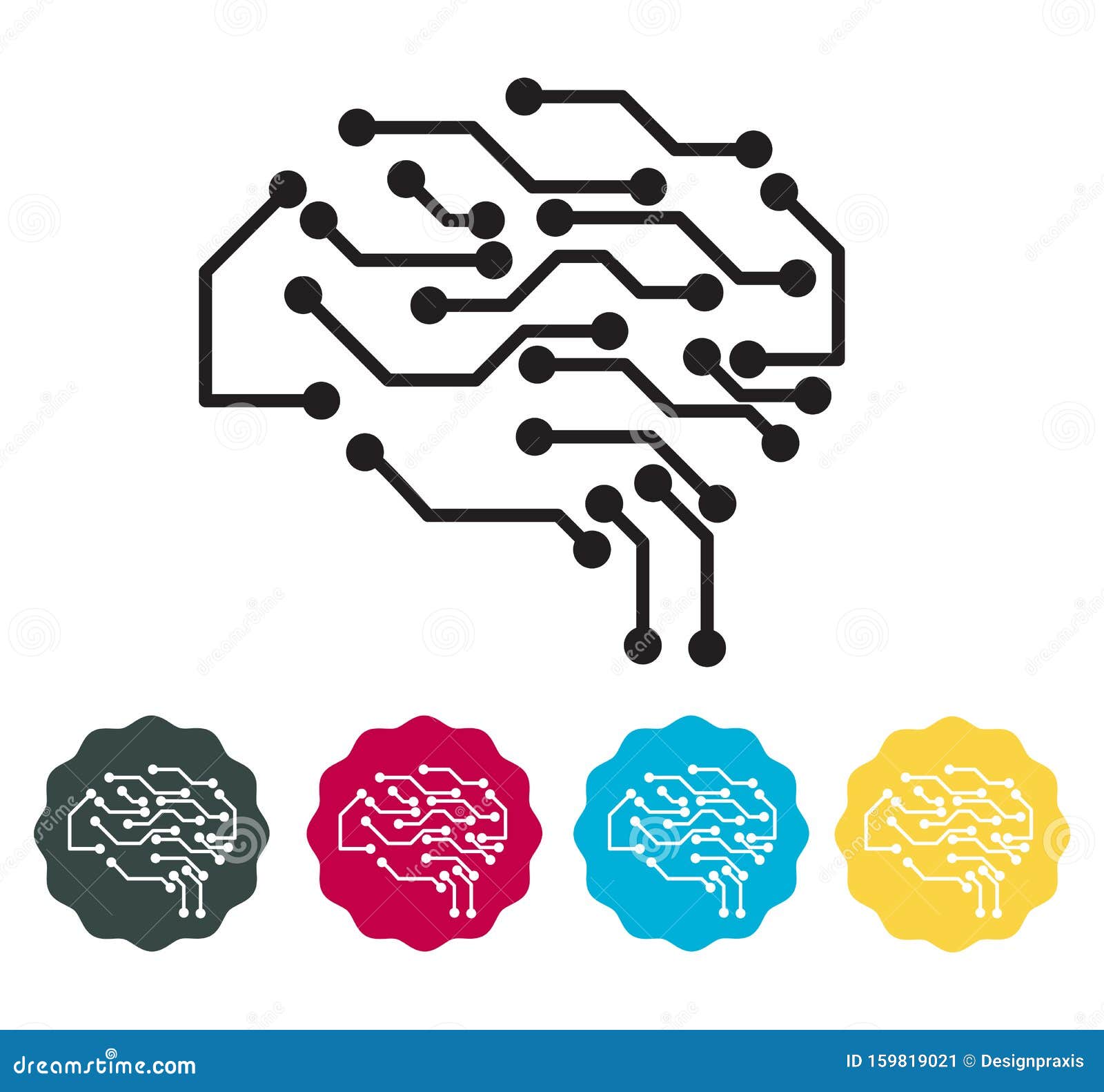 Artificial Intelligence Brain with Electronic Circuit - Icon Stock ...