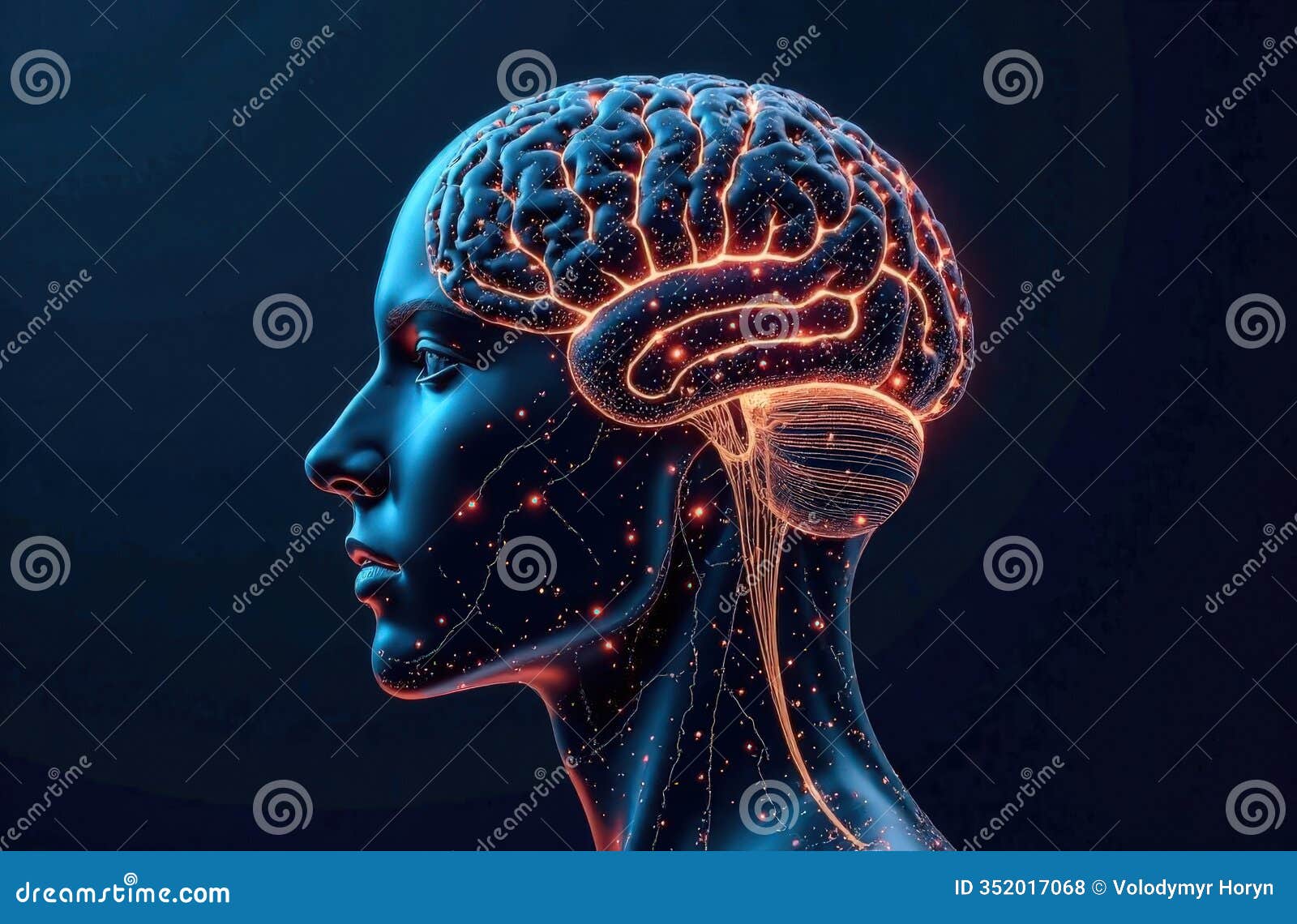 Artificial Intelligence Brain, Futuristic Machine Brain Interface ...