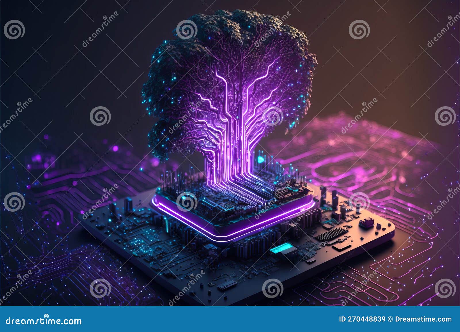 Artificial Intelligence Brain Growth. Generative Ai Stock Illustration ...