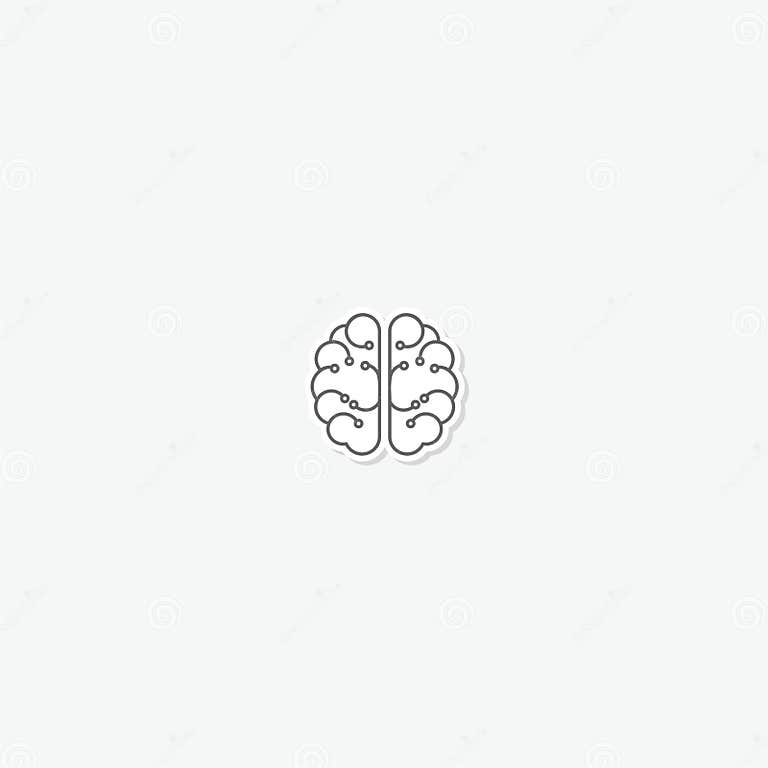 Artificial Intelligence Brain Icon Sticker Isolated on Gray Background ...