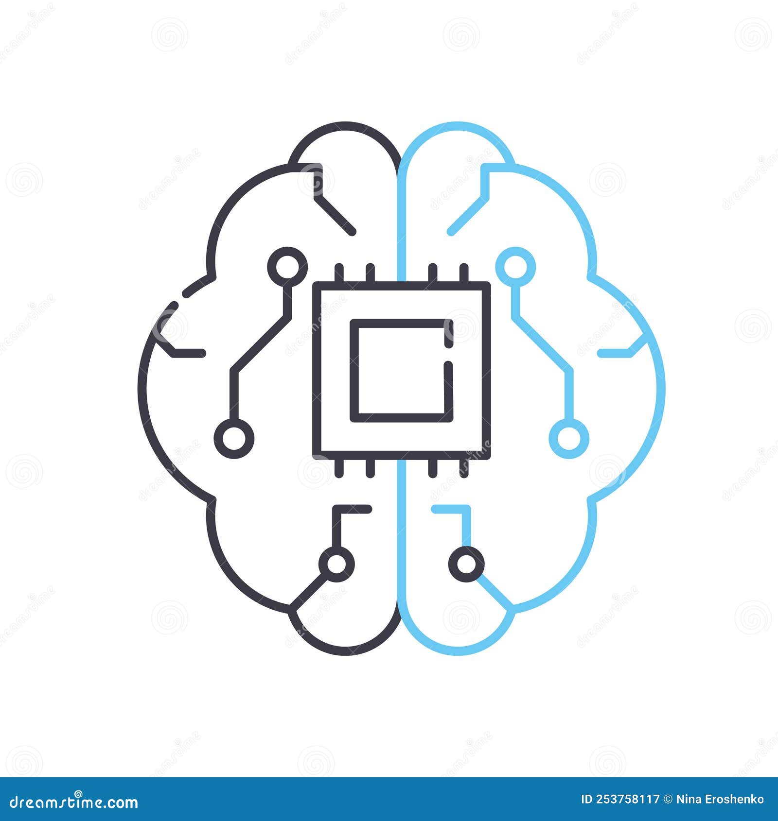 Artificial Intelligence Brain Line Icon, Outline Symbol, Vector ...