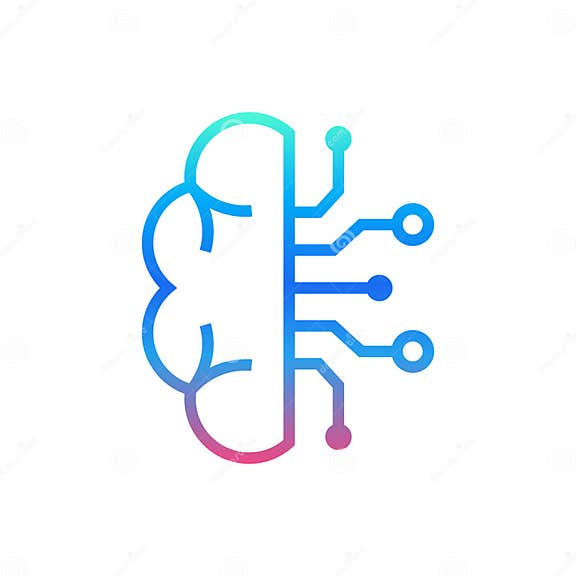 Artificial Intelligence Brain Line Vector Icon. Neural Network ...