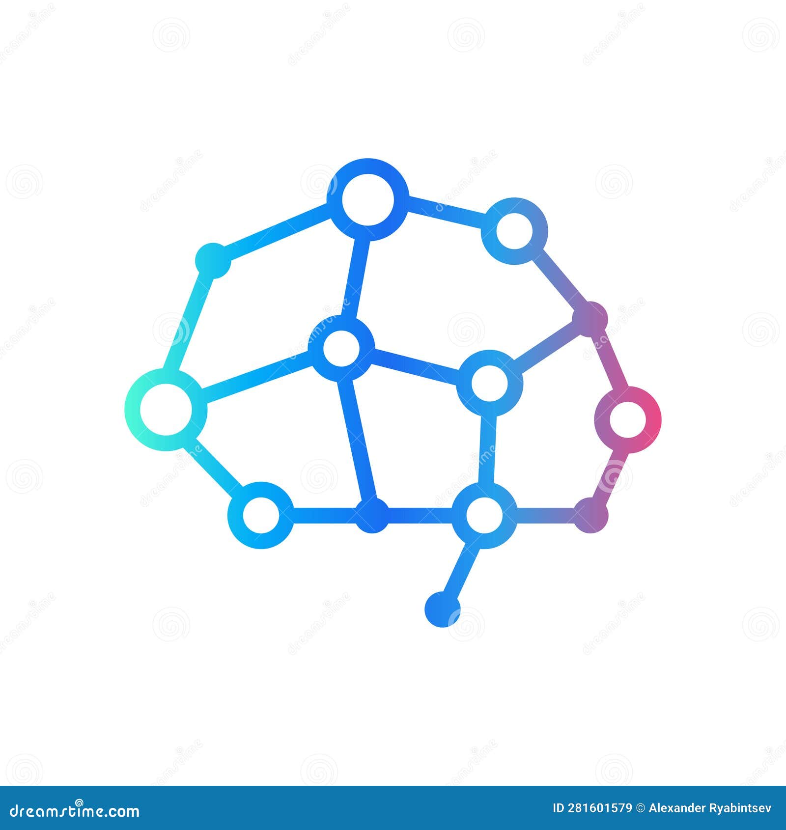 Artificial Intelligence Brain Line Vector Icon. Neural Network ...