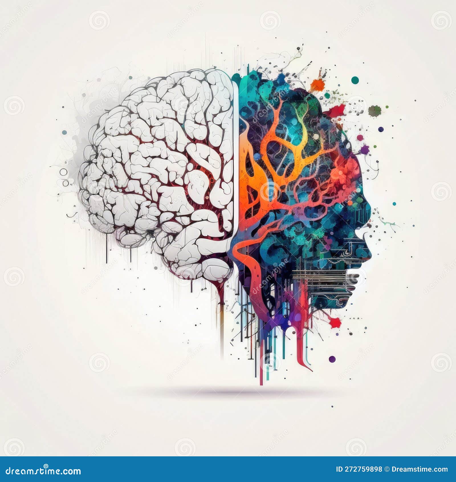Artificial Intelligence Brain Logo Multi Color Painting Generative AI ...