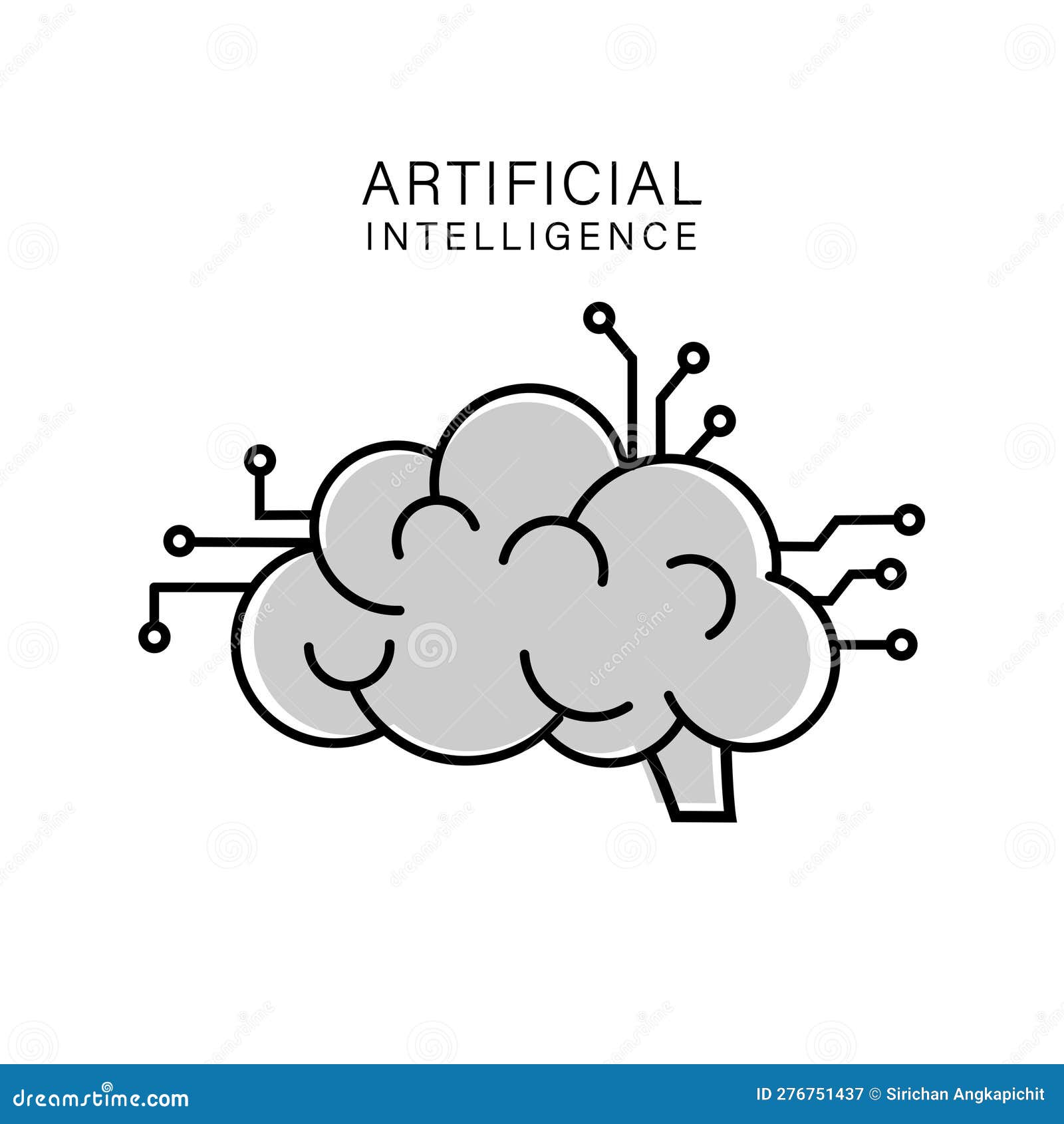 Artificial Intelligence Brain with Microchip Icon Stock Vector ...