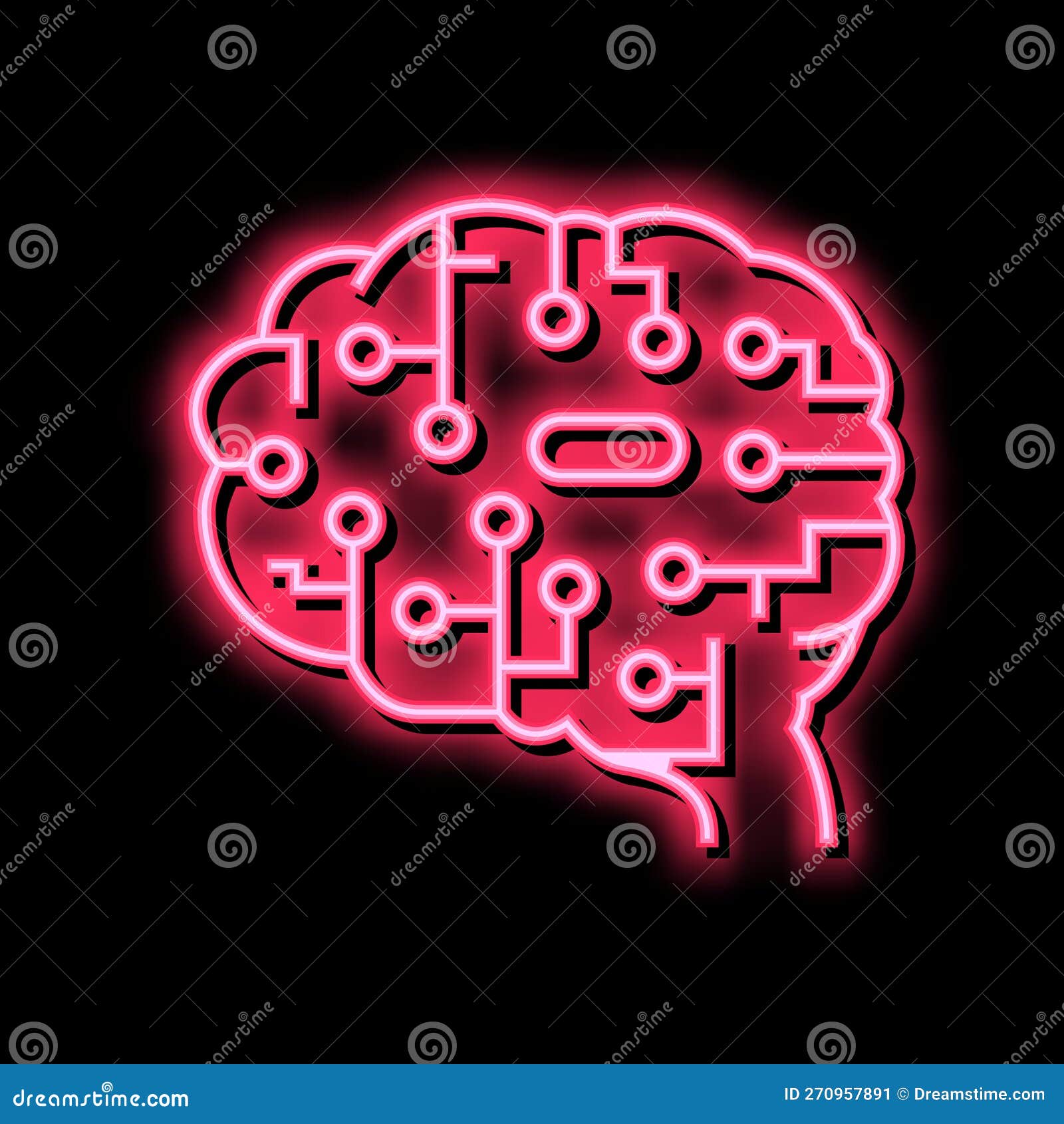 Artificial Intelligence Brain Neon Glow Icon Illustration Stock Vector ...