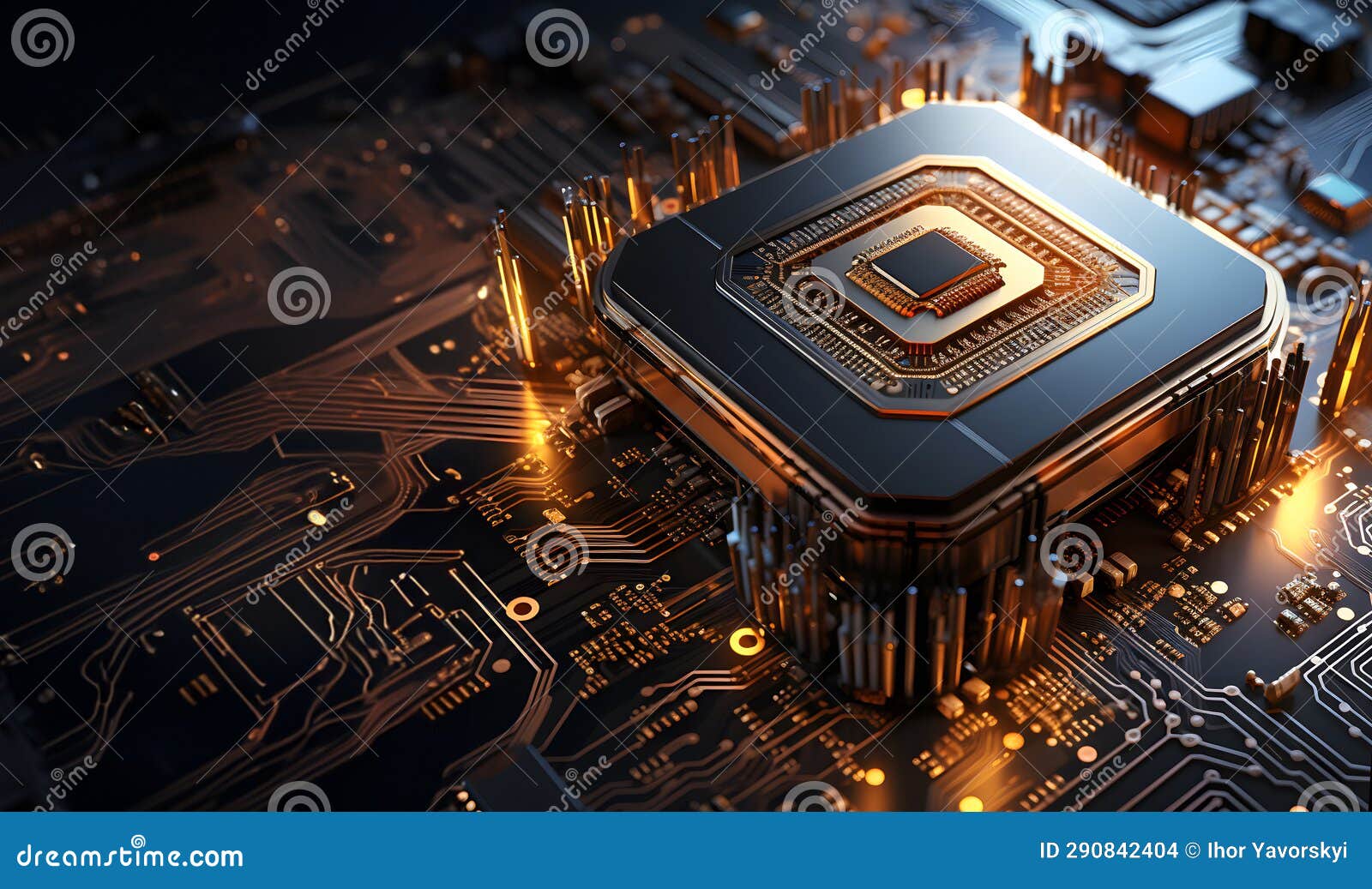 Artificial Intelligence Brain with Processor. AI Concept Stock ...