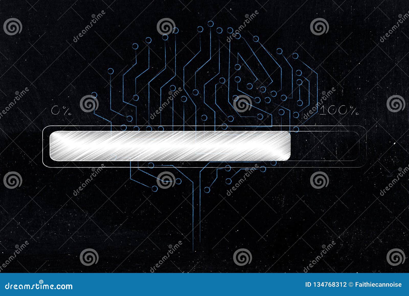 Artificial Intelligence Brain with Progress Bar Loading on Top Stock ...