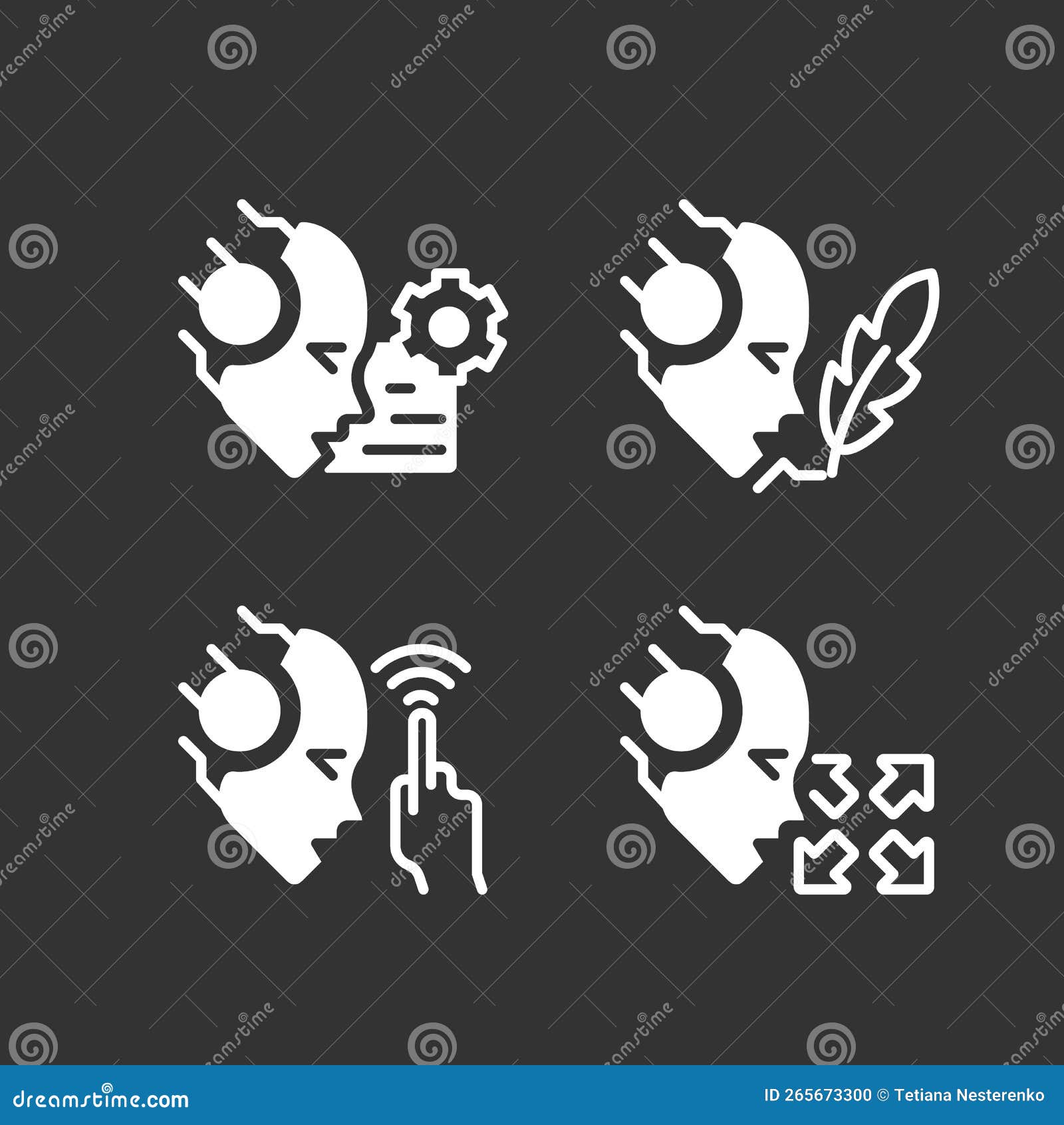 Artificial Intelligence Capabilities White Linear Glyph Icons Set for ...