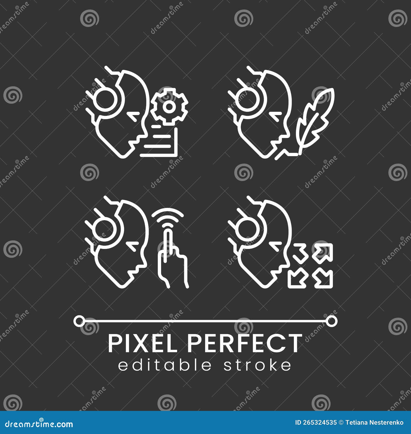 Artificial Intelligence Capabilities White Linear Icons Set for Dark ...