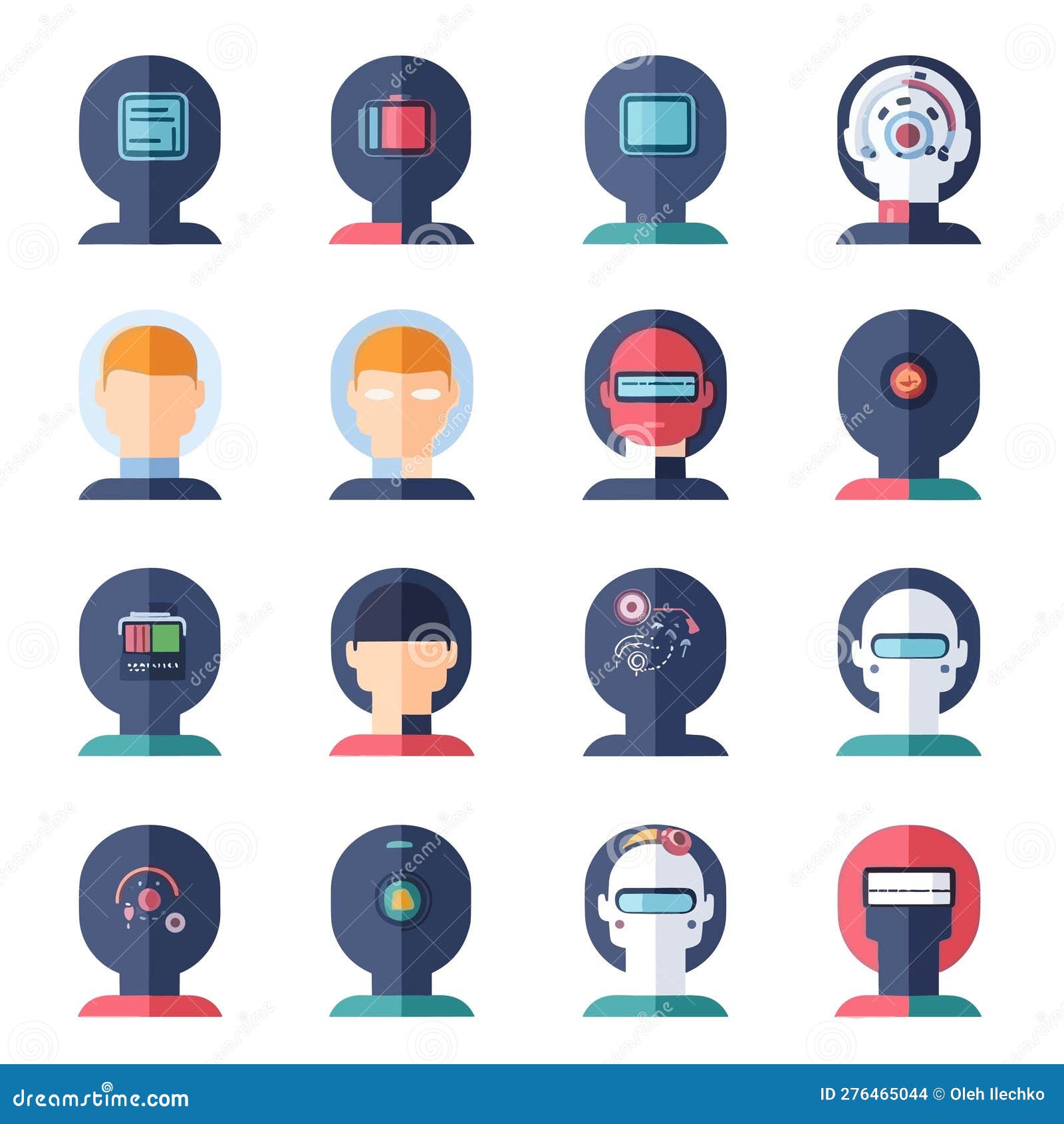 Artificial Intelligence Chat Bot Set Vector Illustration Isolated Stock ...