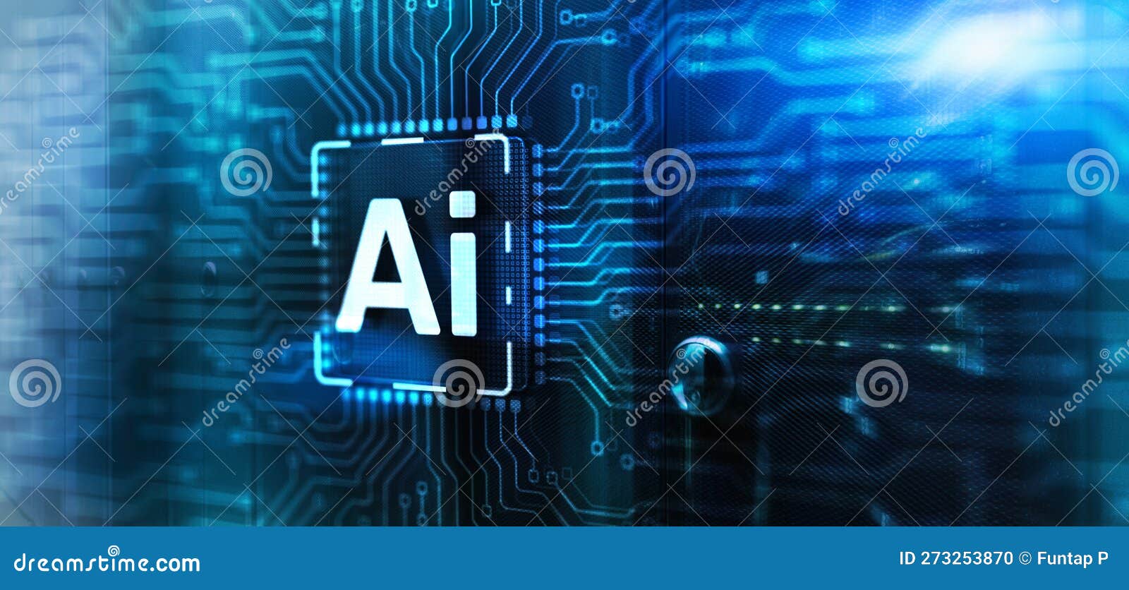 Artificial Intelligence Chip. Ai Chipset on 3D Circuit Board Stock ...