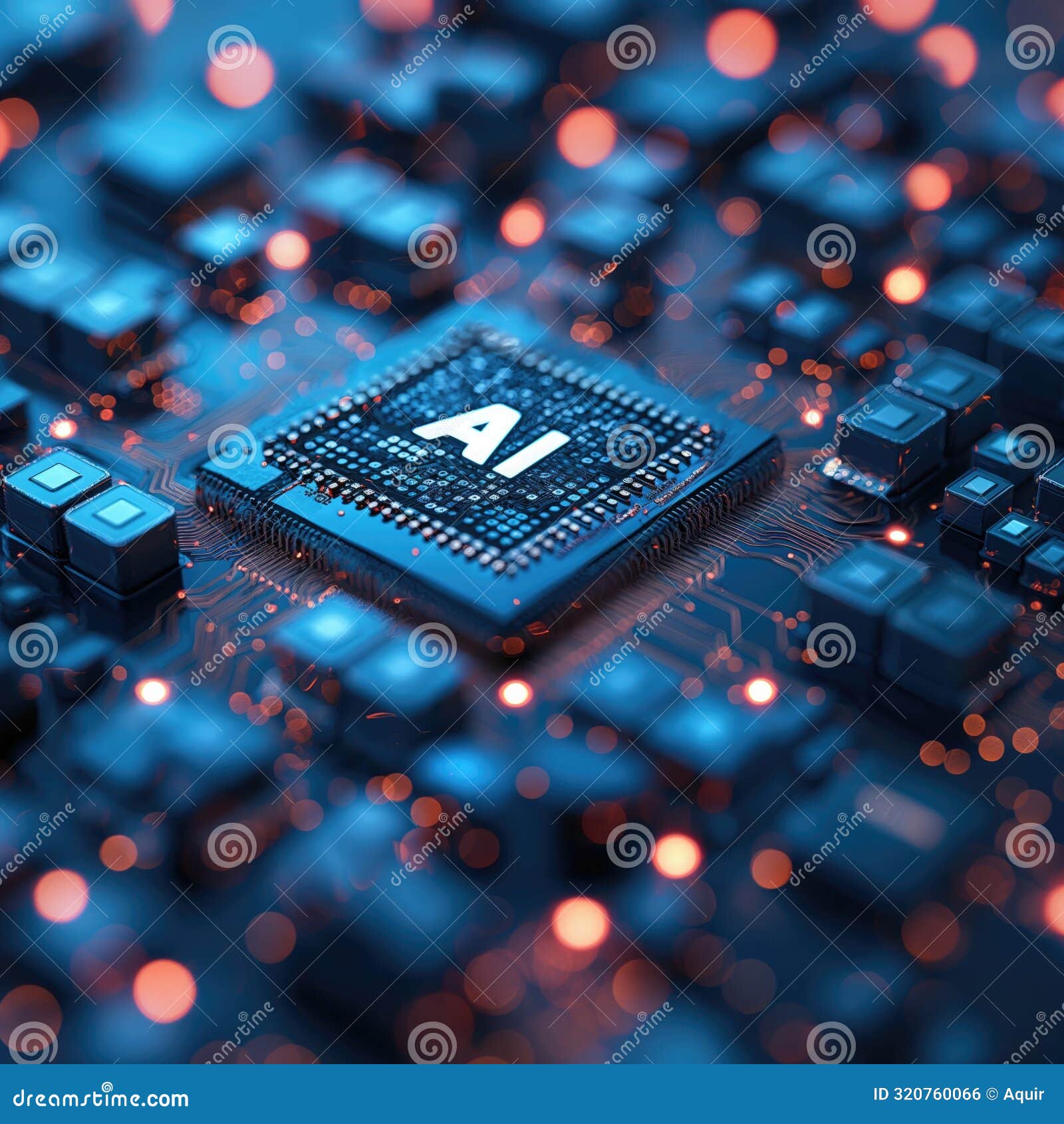 Artificial Intelligence Chip Concept. AI Optimized Circuit Board Stock ...