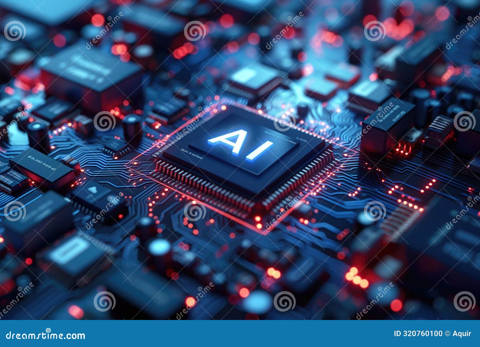 Artificial Intelligence Chip Concept. AI Optimized Circuit Board Stock ...