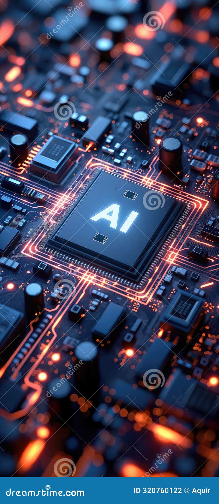 Artificial Intelligence Chip Concept. AI Optimized Circuit Board Stock ...