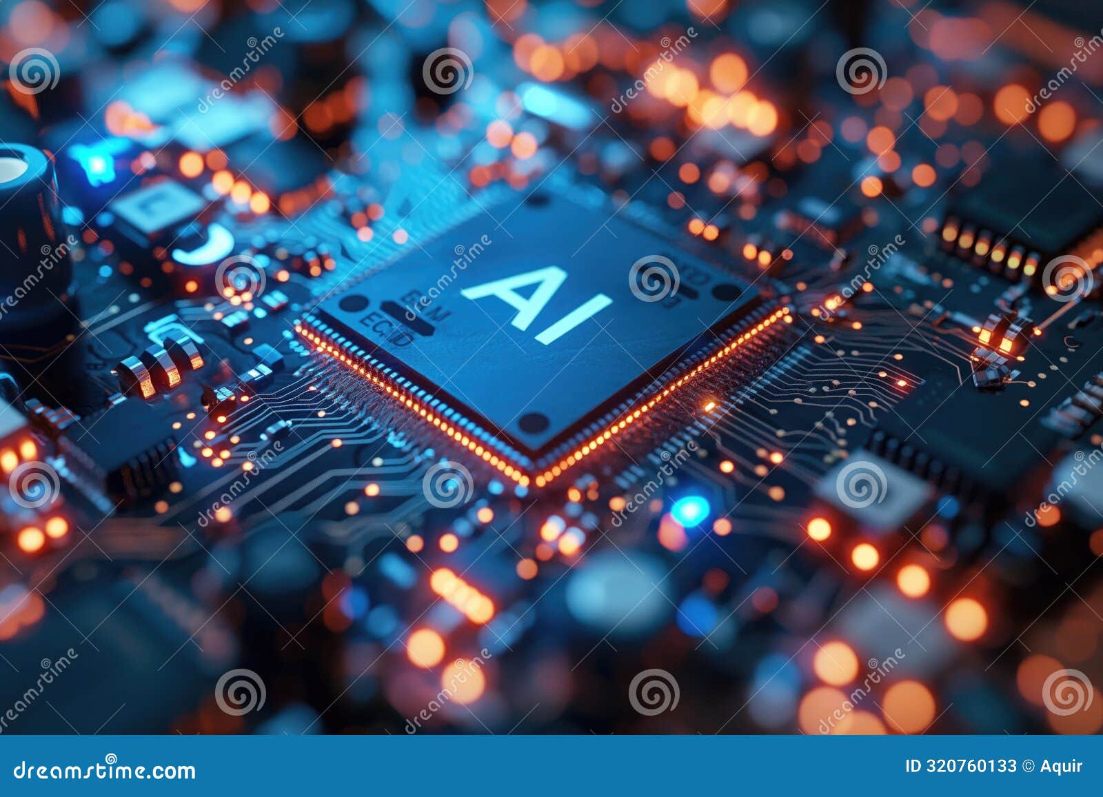 Artificial Intelligence Chip Concept. AI Optimized Circuit Board Stock ...