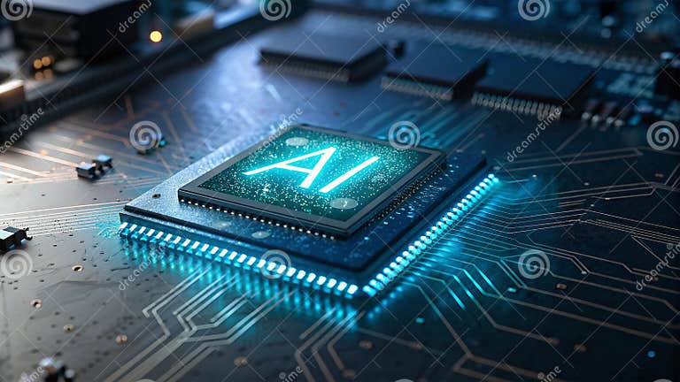 Artificial Intelligence Chip with Glowing AI Text - AI-Generated Tech ...