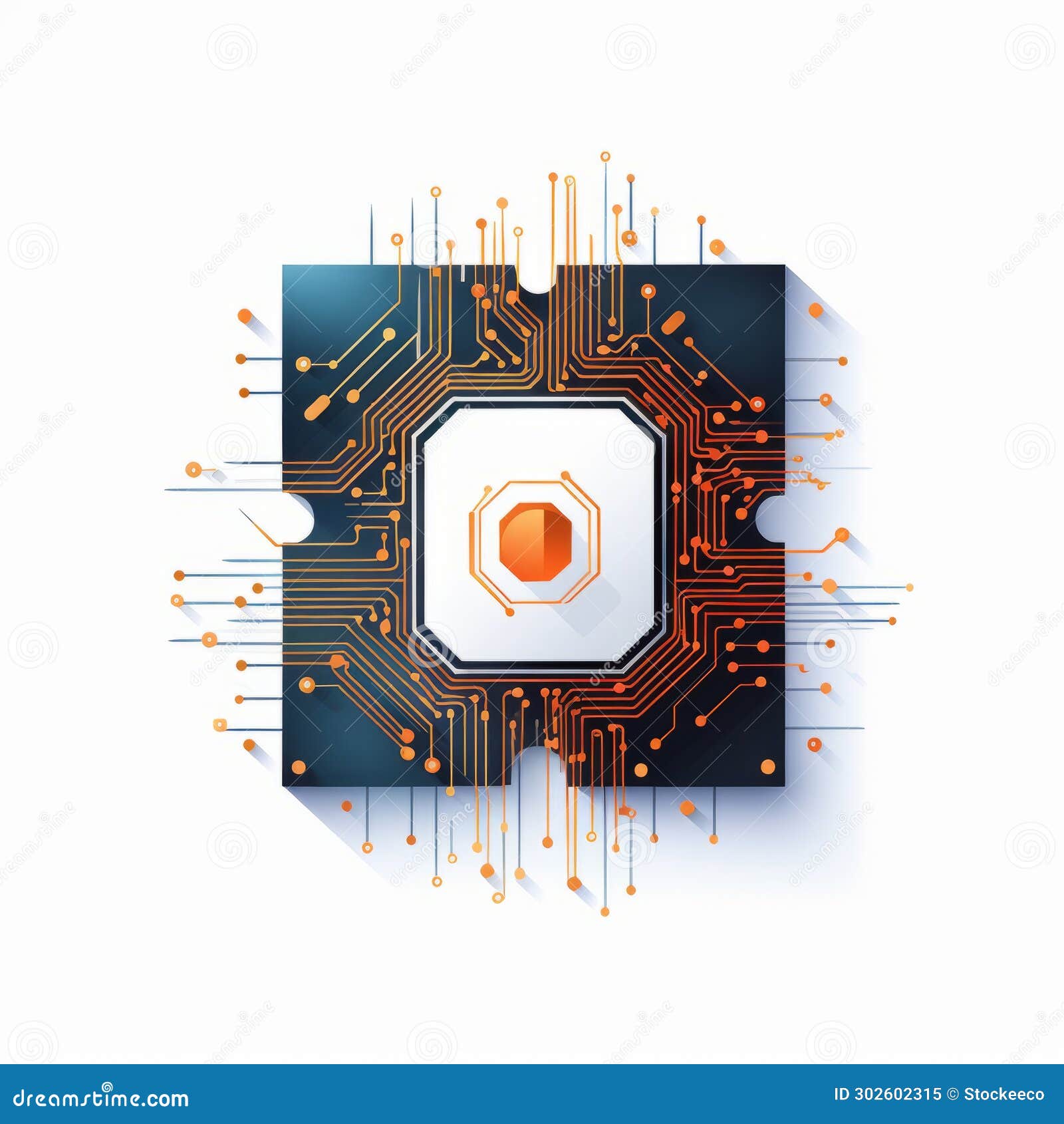 Artificial Intelligence Chip with Minimalistic Animation and Cubist ...