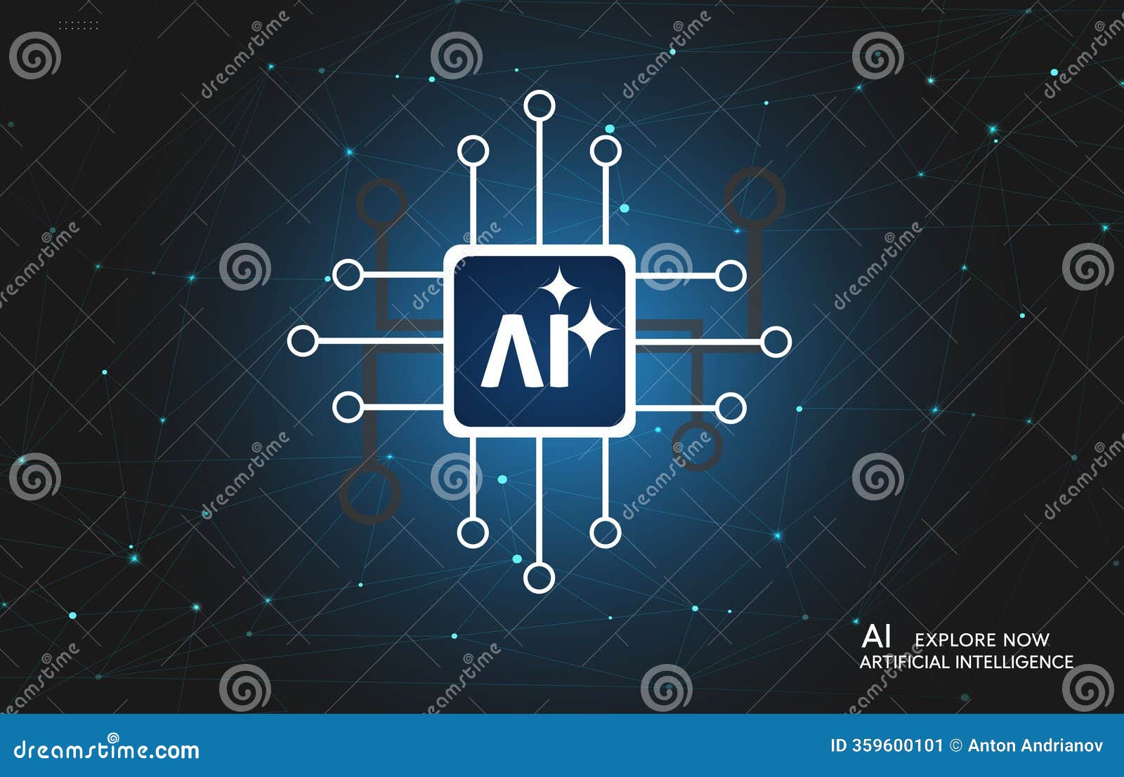 AI. Artificial Intelligence Chip with Neural Network. Stock ...