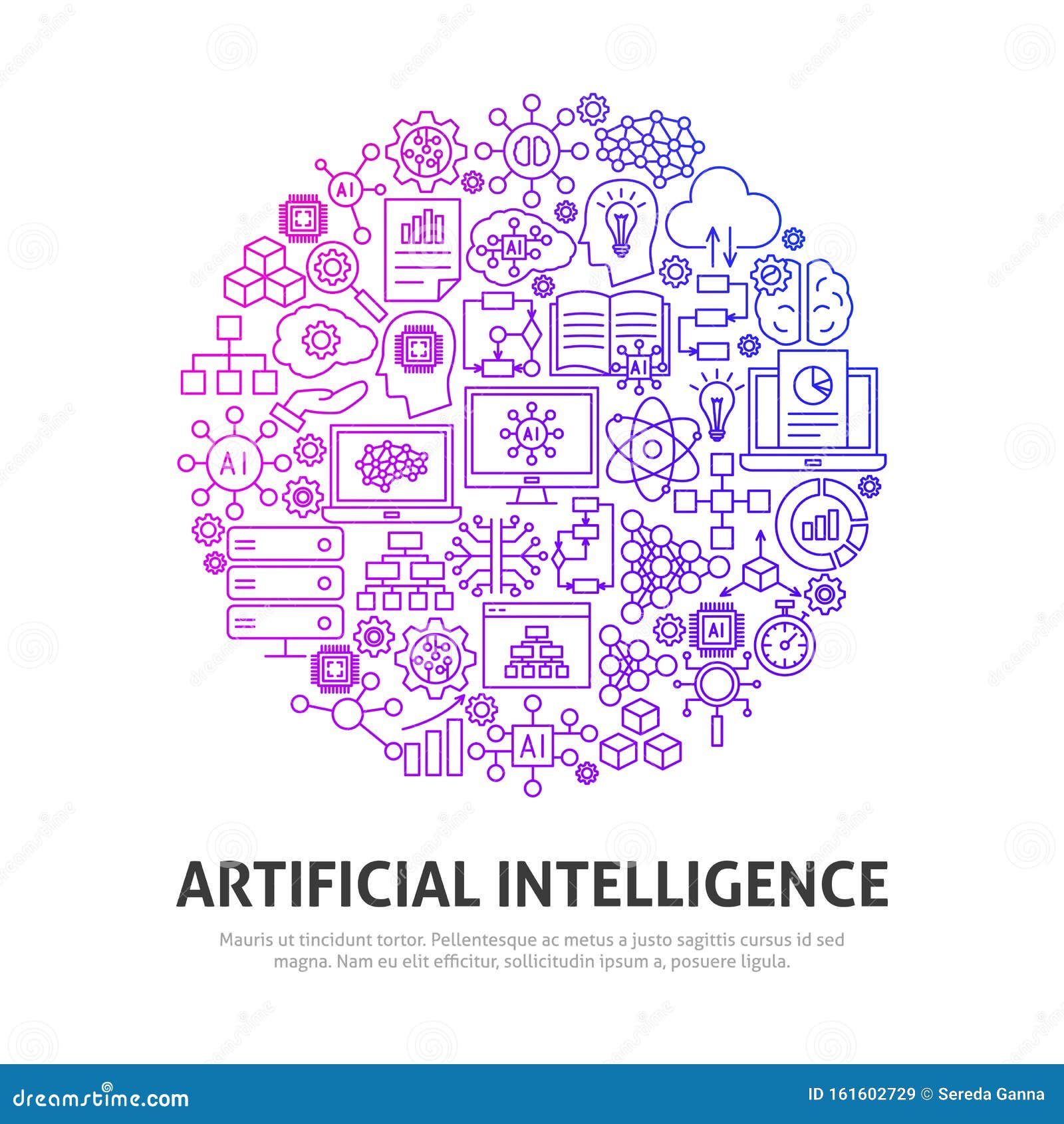 Artificial Intelligence Circle Concept Stock Vector - Illustration of ...