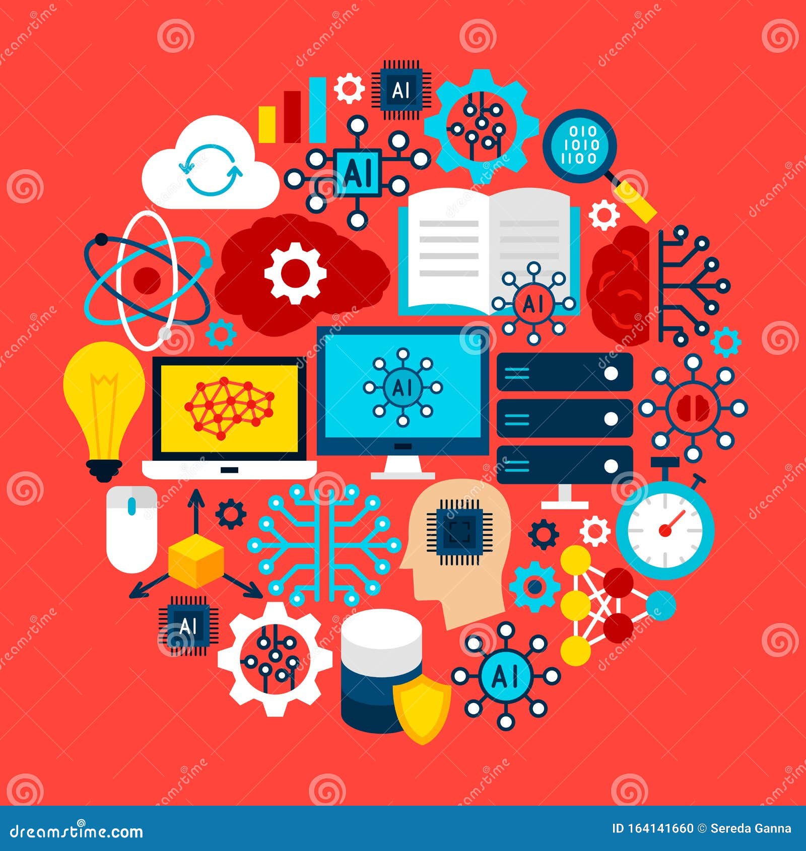 Artificial Intelligence Circle Concept Stock Vector - Illustration of ...