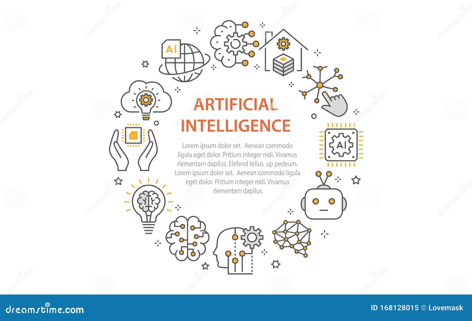Artificial Intelligence Circle Template Icons. Vector Illustrations ...