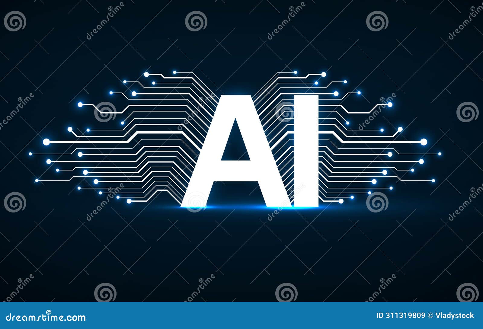 Artificial Intelligence with Circuit Board Isolated on White Background ... Artificial Intelligence with Circuit Board Isolated on White Background ...