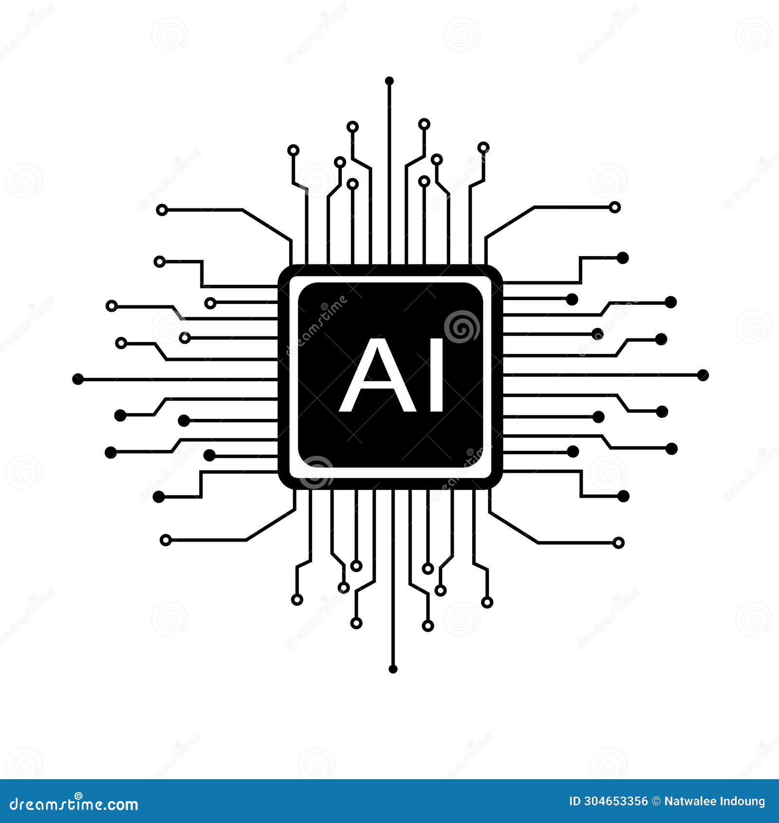 Artificial Intelligence Circuit Icon. Machine Learning Design. Smart ...