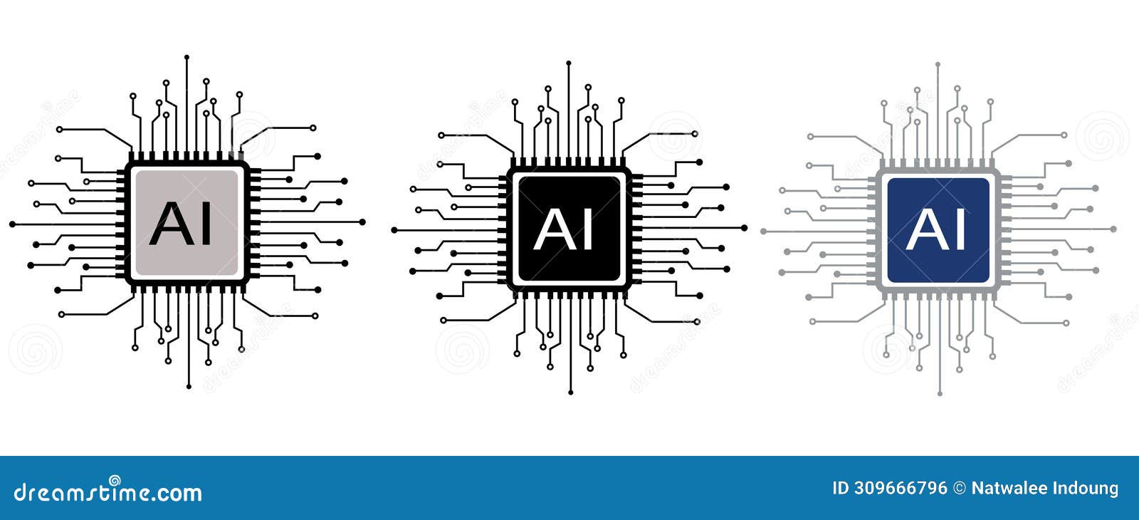 Artificial Intelligence Circuit. Machine Learning Design. Smart Network ...