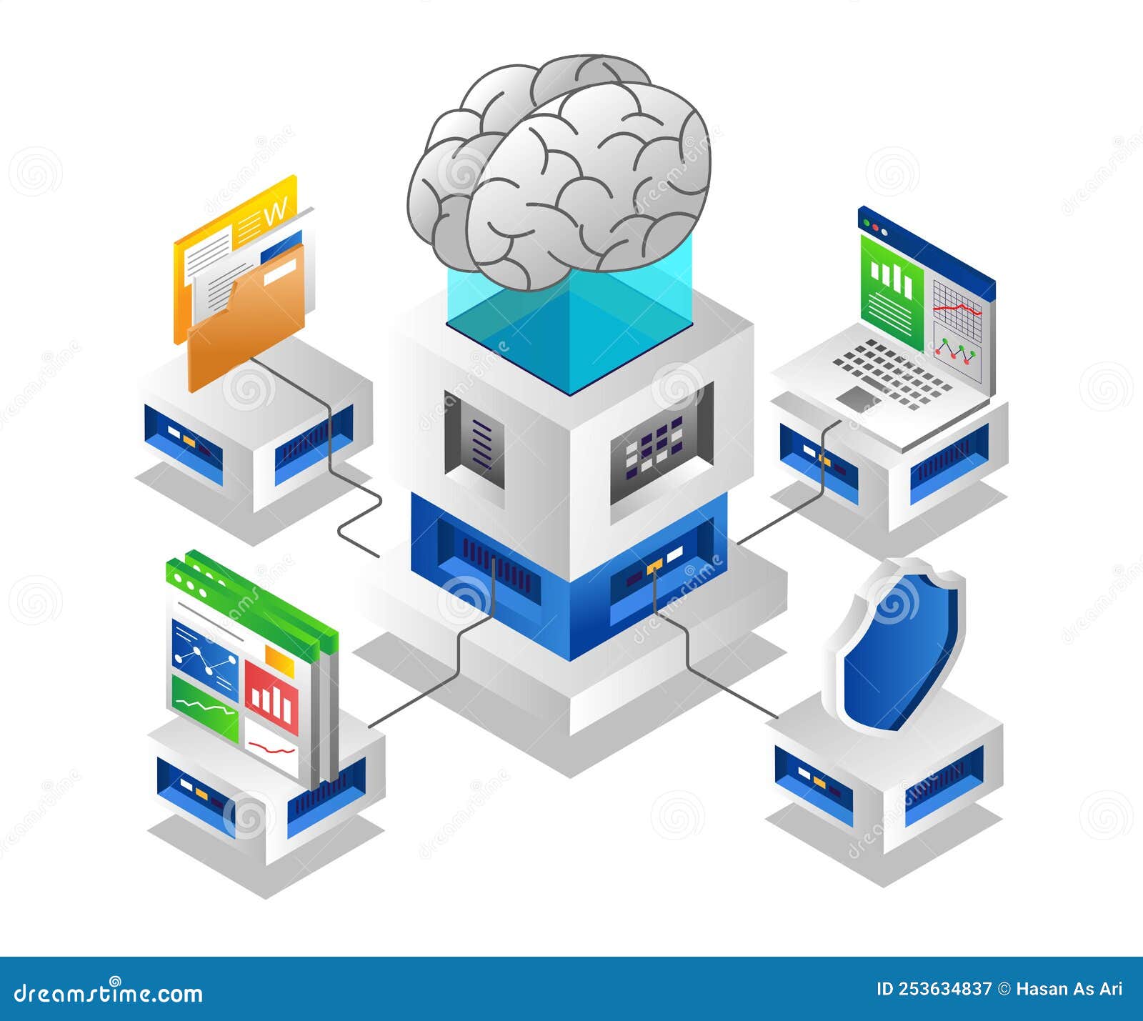 Artificial Intelligence Cloud Server Network Stock Illustration ...
