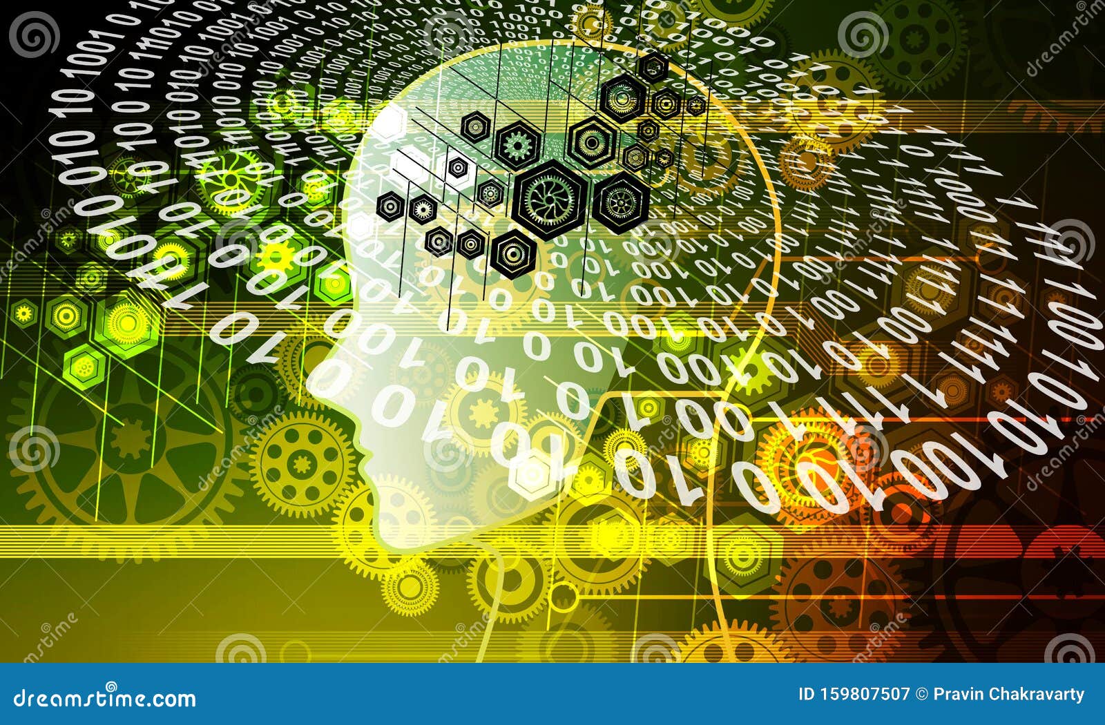 Artificial Intelligence. Cogs Binary Technology Blue Web Background ...