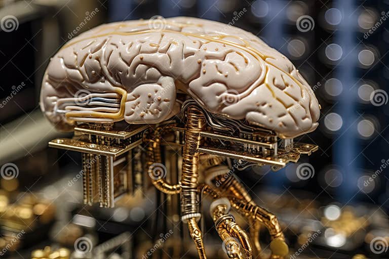 Artificial Intelligence Computer Processor. Human Brain As a Robot. Ai Generative Stock ...