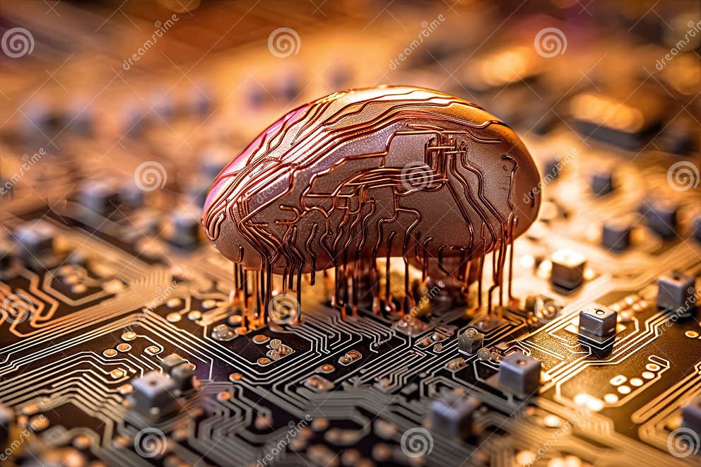 Artificial Intelligence Computer Processor. Human Brain As a Robot. Ai Generative Stock ...