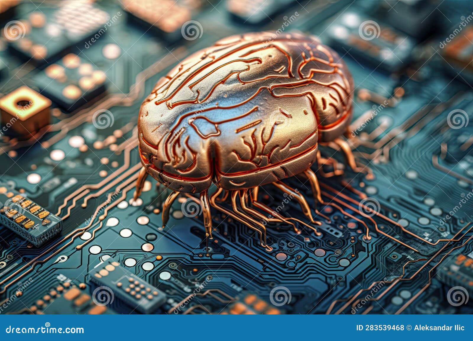 Artificial Intelligence Computer Processor. Human Brain As a Robot. Ai Generative Stock ...