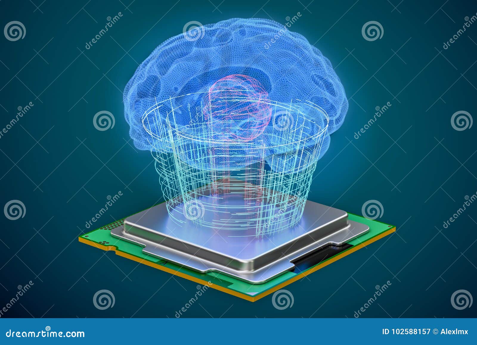 Artificial Intelligence Computer Technology Concept. Human Brain Stock ...