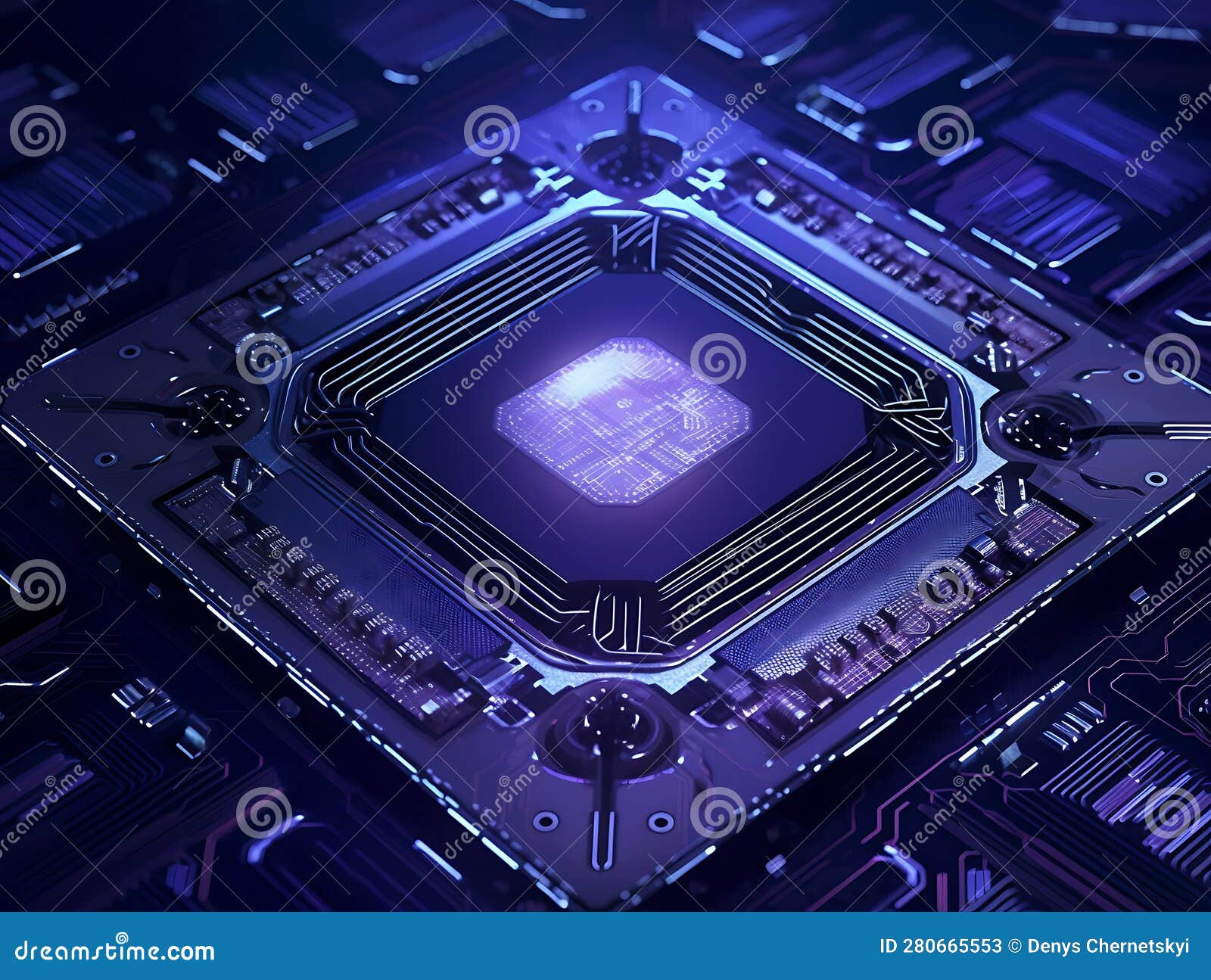 Artificial Intelligence and Computers. AI Generative Stock Illustration ...