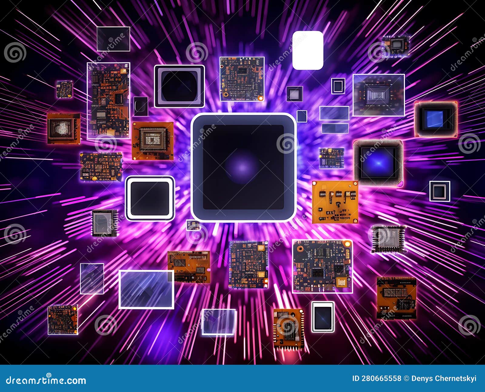 Artificial Intelligence and Computers. AI Generative Stock Illustration ...