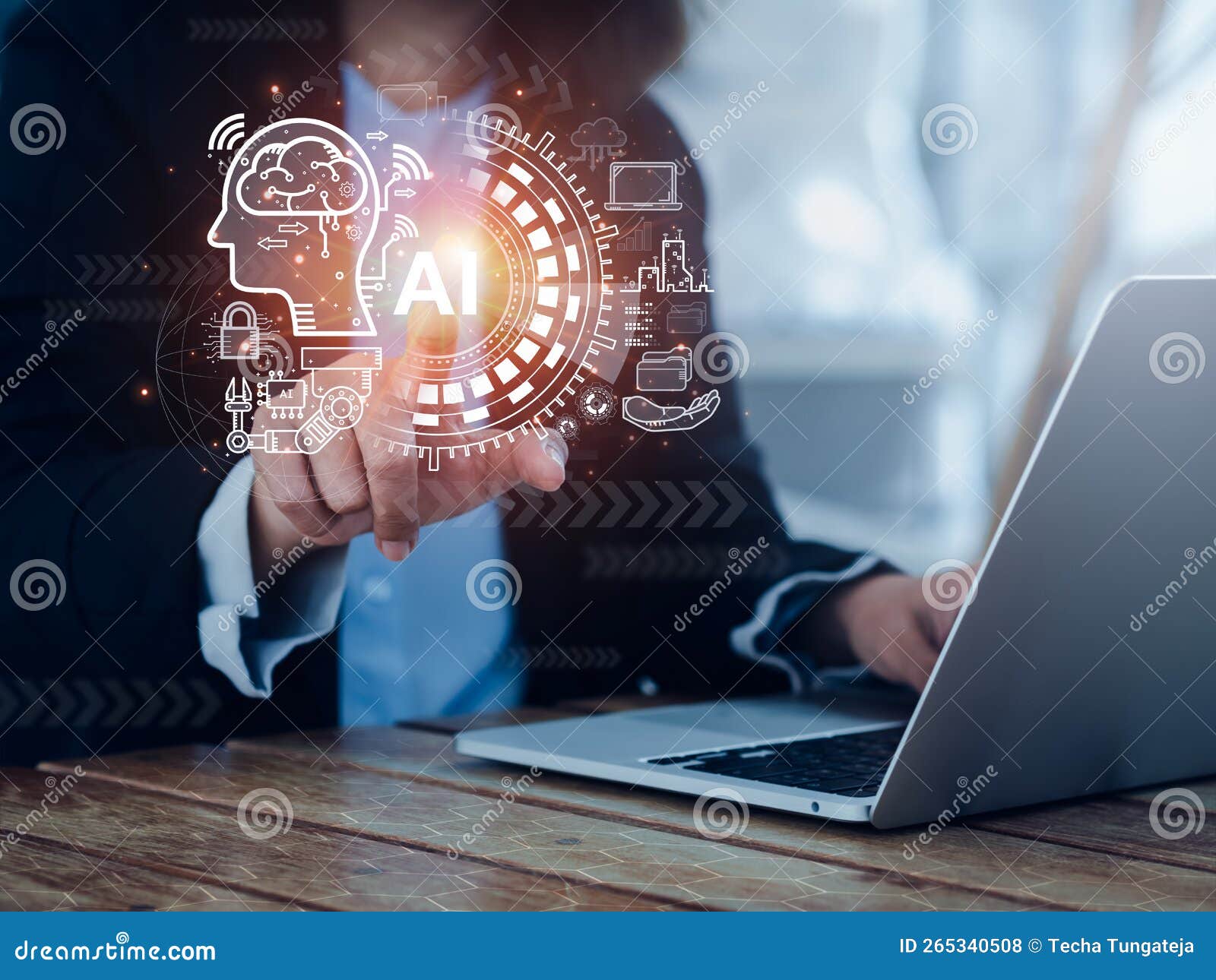 Artificial Intelligence Concept AI. Futuristic Virtual Graphics of ...