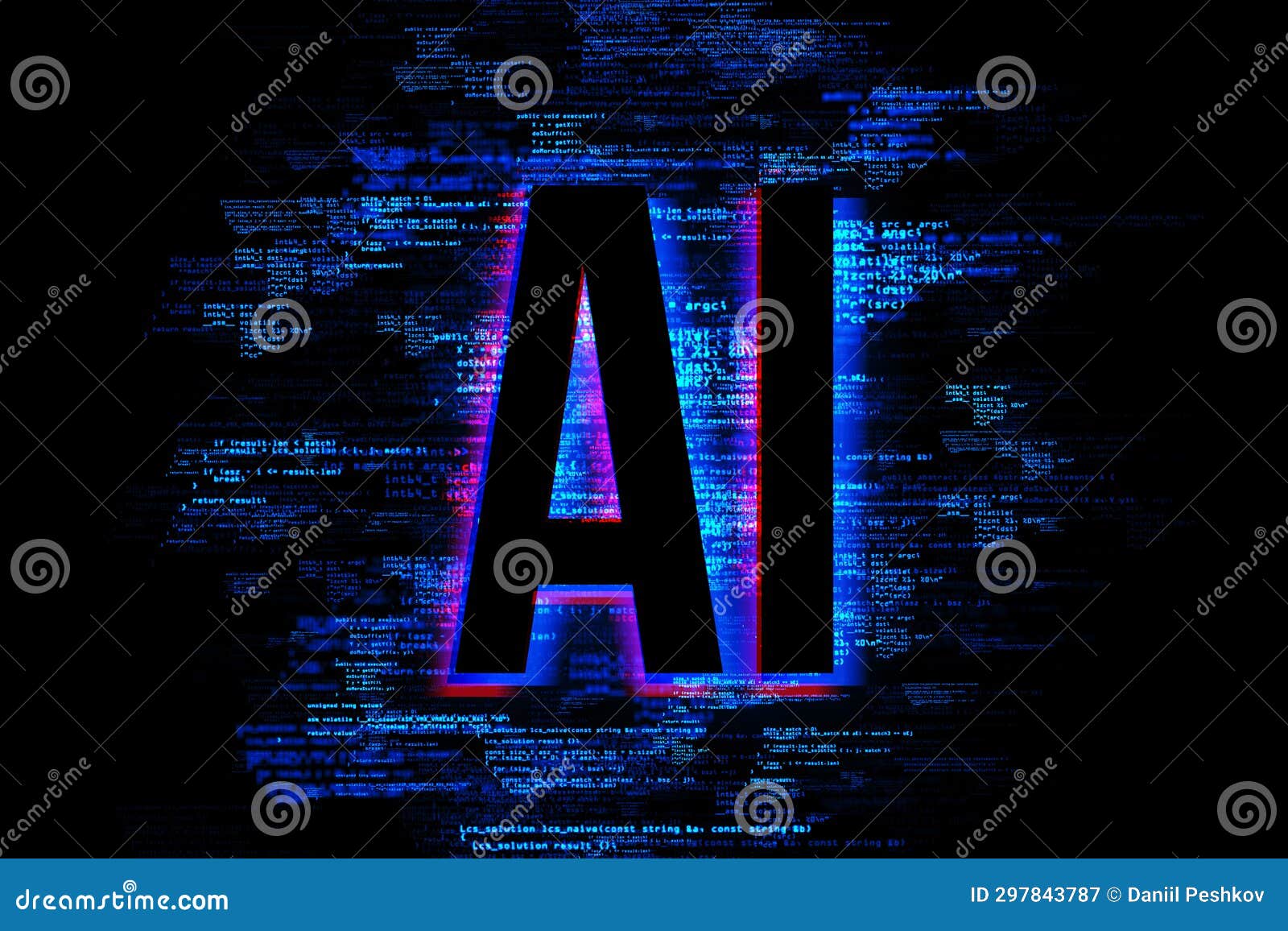 Artificial Intelligence Concept With AI Icon And Digital Code Texture. Machine Learning And ...