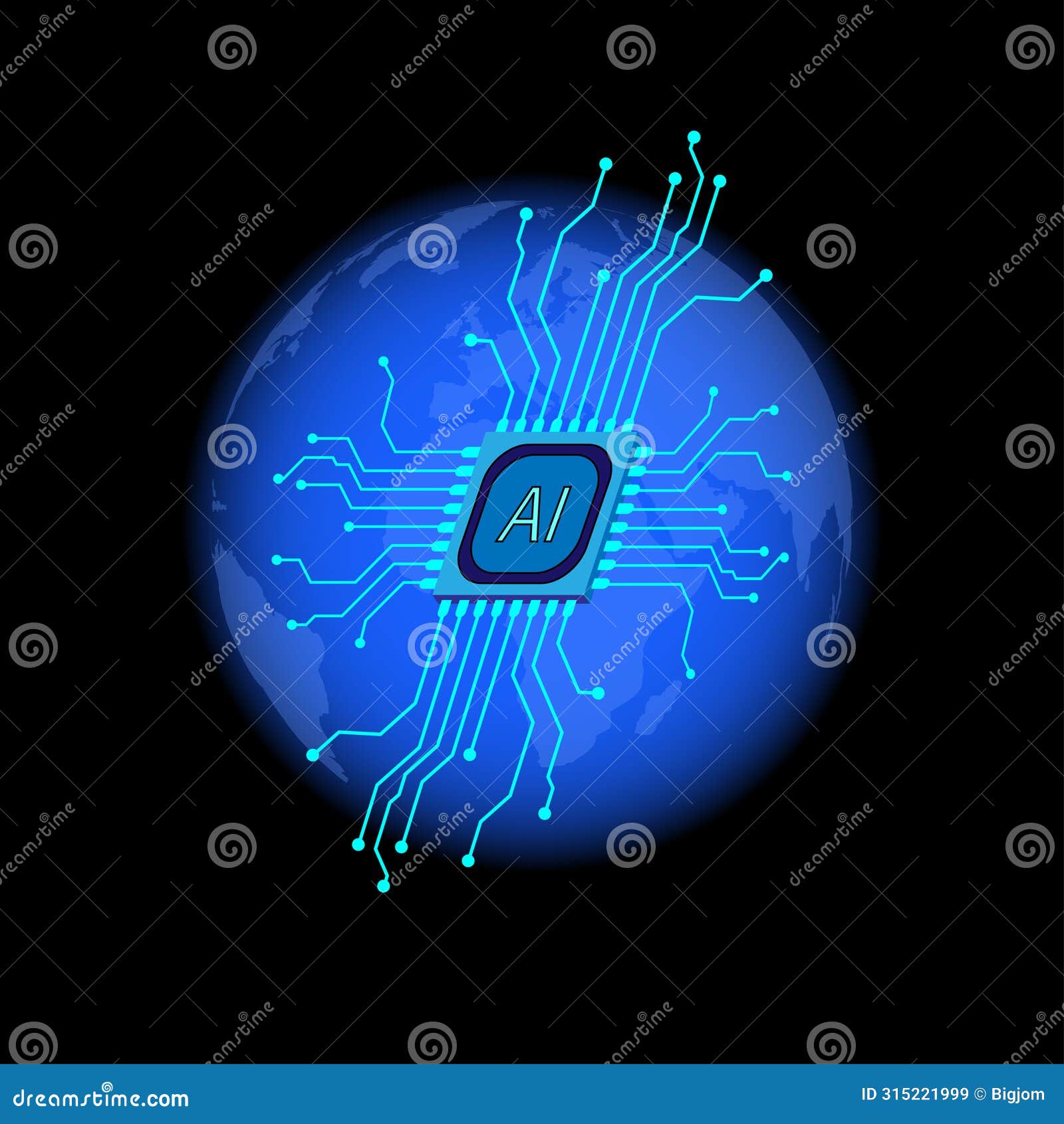 Artificial Intelligence Concept. Ai Icon Global Networks. Ai Technology ...