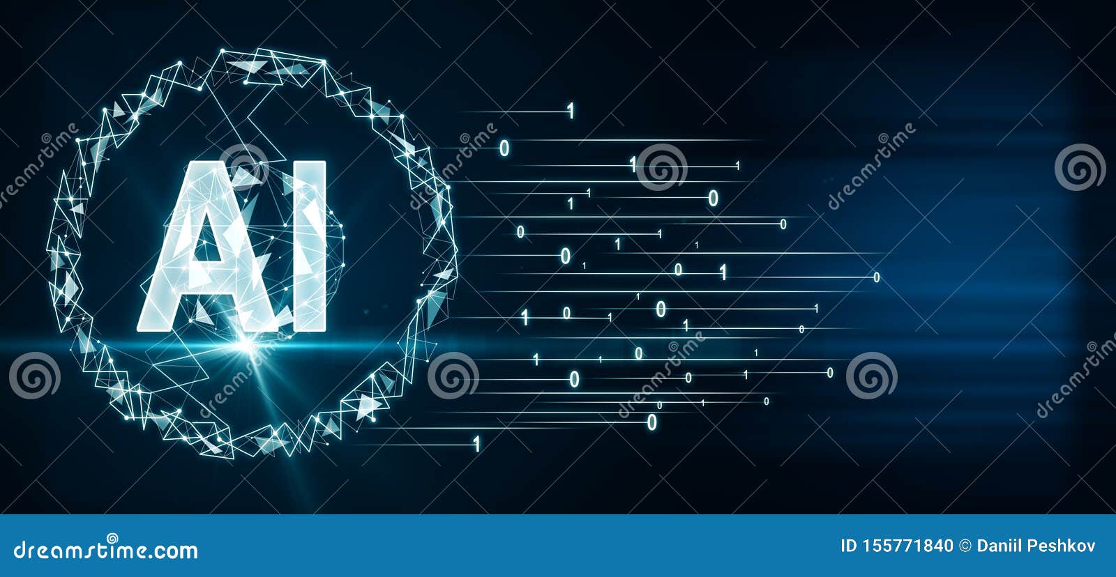 Artificial Intelligence Concept AI Letters and Abstract Flying Numbers ...