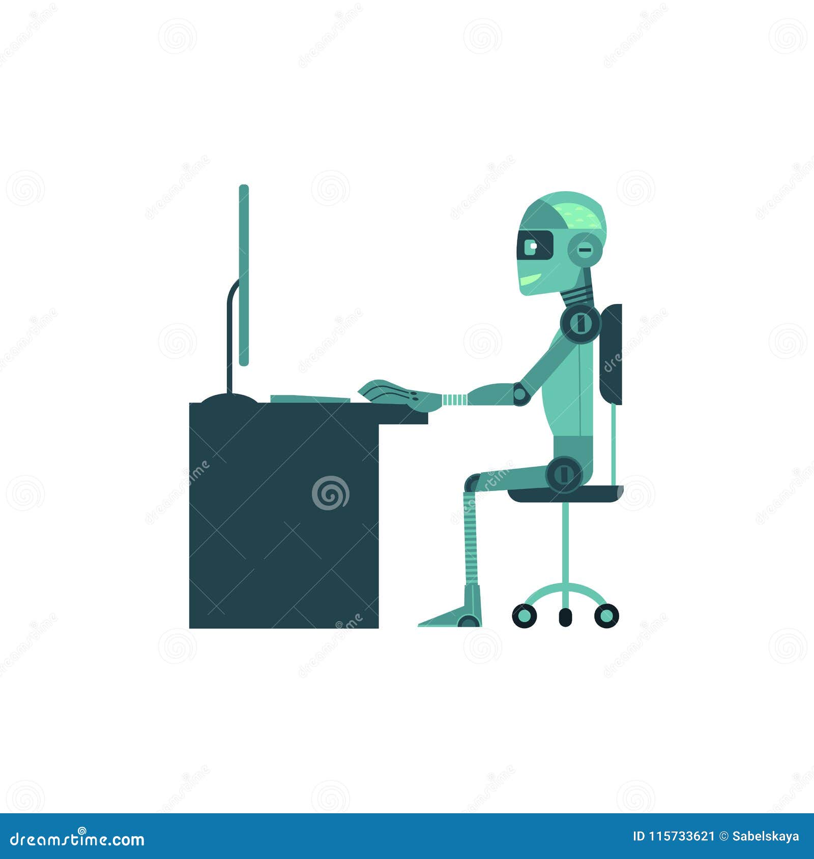 Artificial Intelligence Concept with Anthropoid Robot Works Behind ...