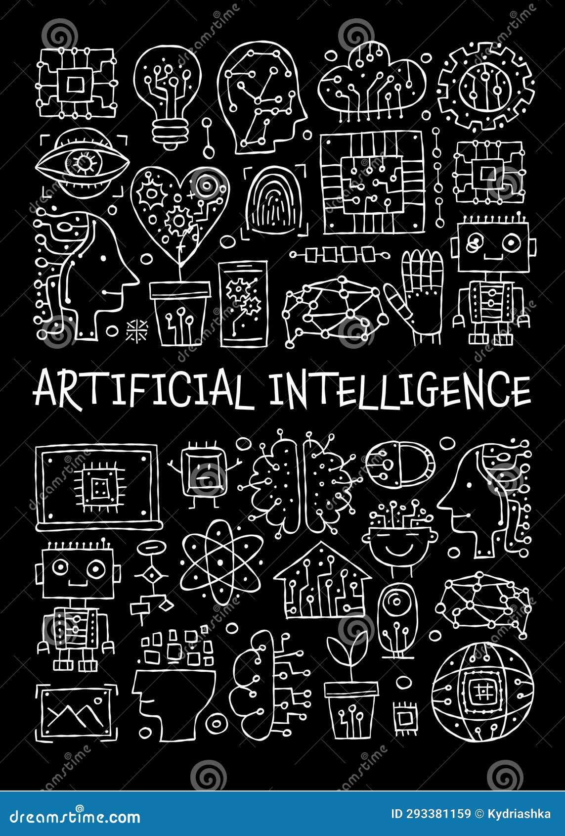 Artificial Intelligence Concept Art. Hand Drawn Design Elements Stock ...